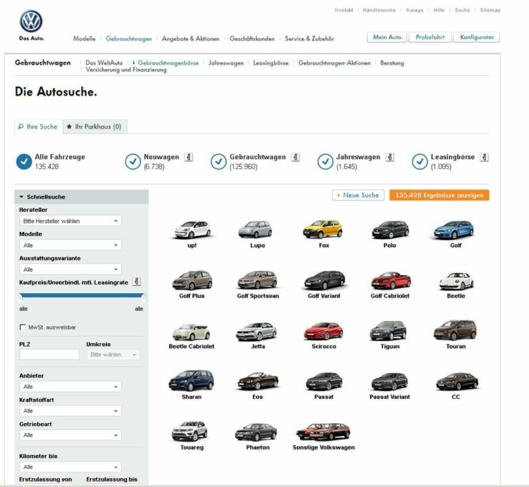 Autosuche De Jahreswagen Vw