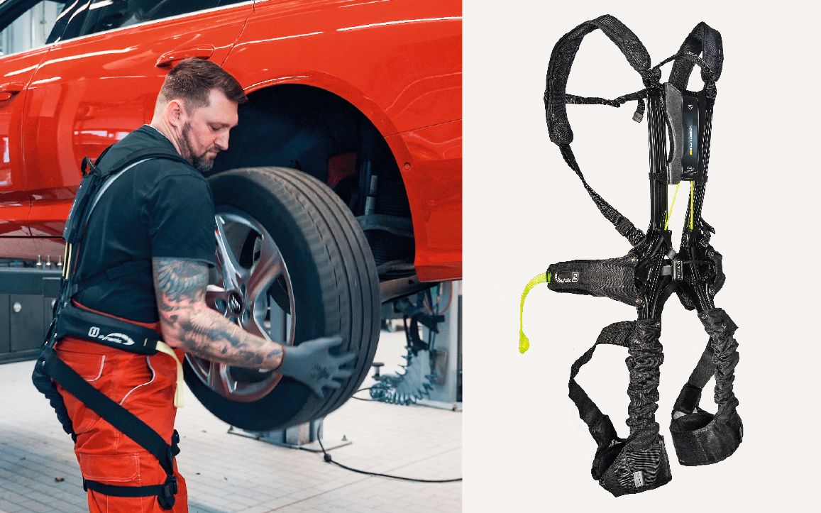 hTRIUS mit BionicBack Exoskelett - Krafthand