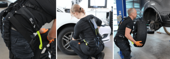 hTRIUS mit BionicBack Exoskelett - Krafthand